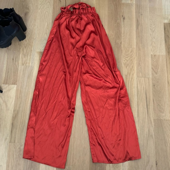 Fashion Nova | Pants & Jumpsuits | Fashion Nova Red Satin Cargo Set ...